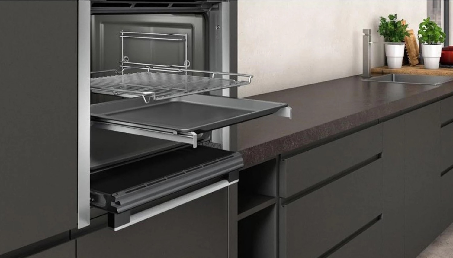 Oven Neff B3ACE4HN0B Slide & Hide Single Electric Oven - Black - The ...